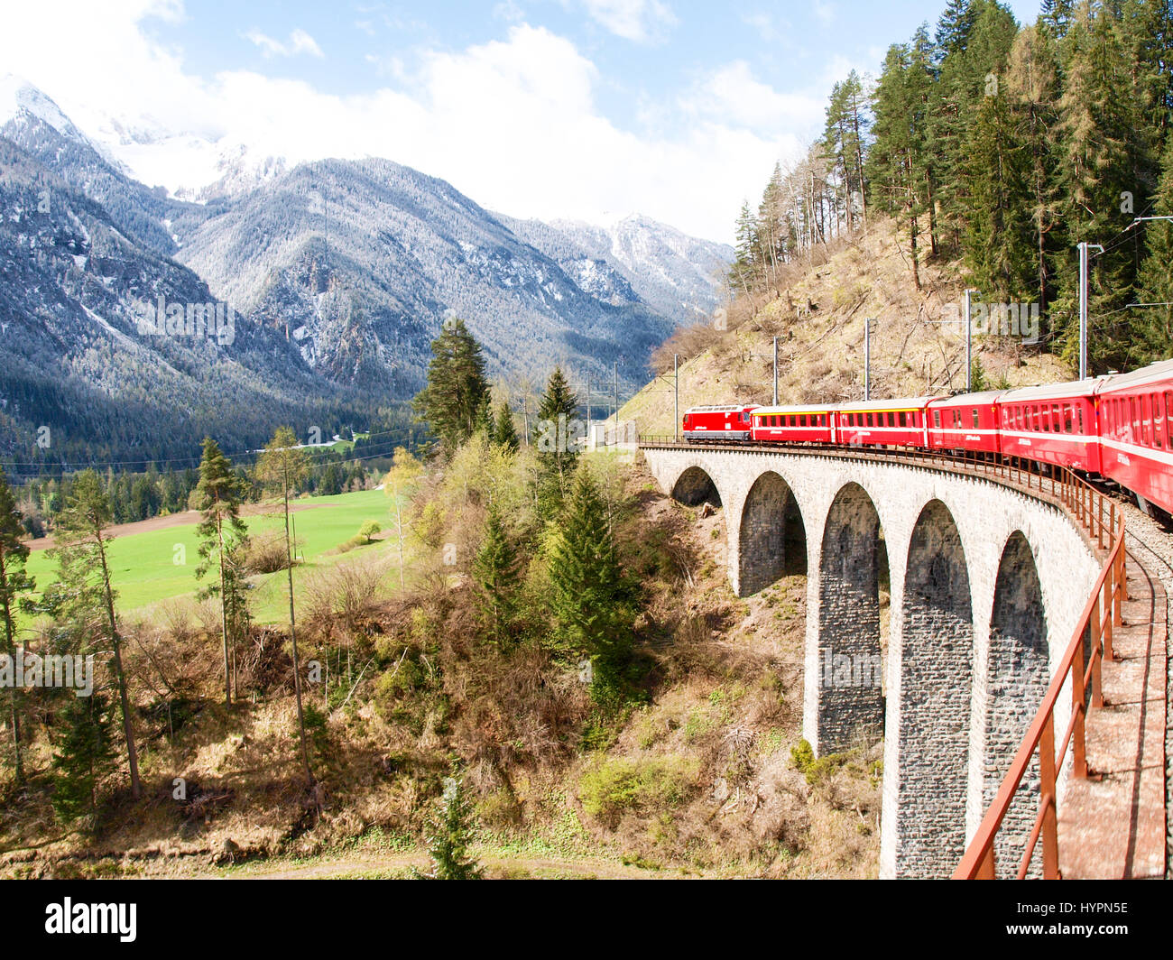 Filisur, Switzerland - April 27, 2016: The Landwasser Viaduct is a ...