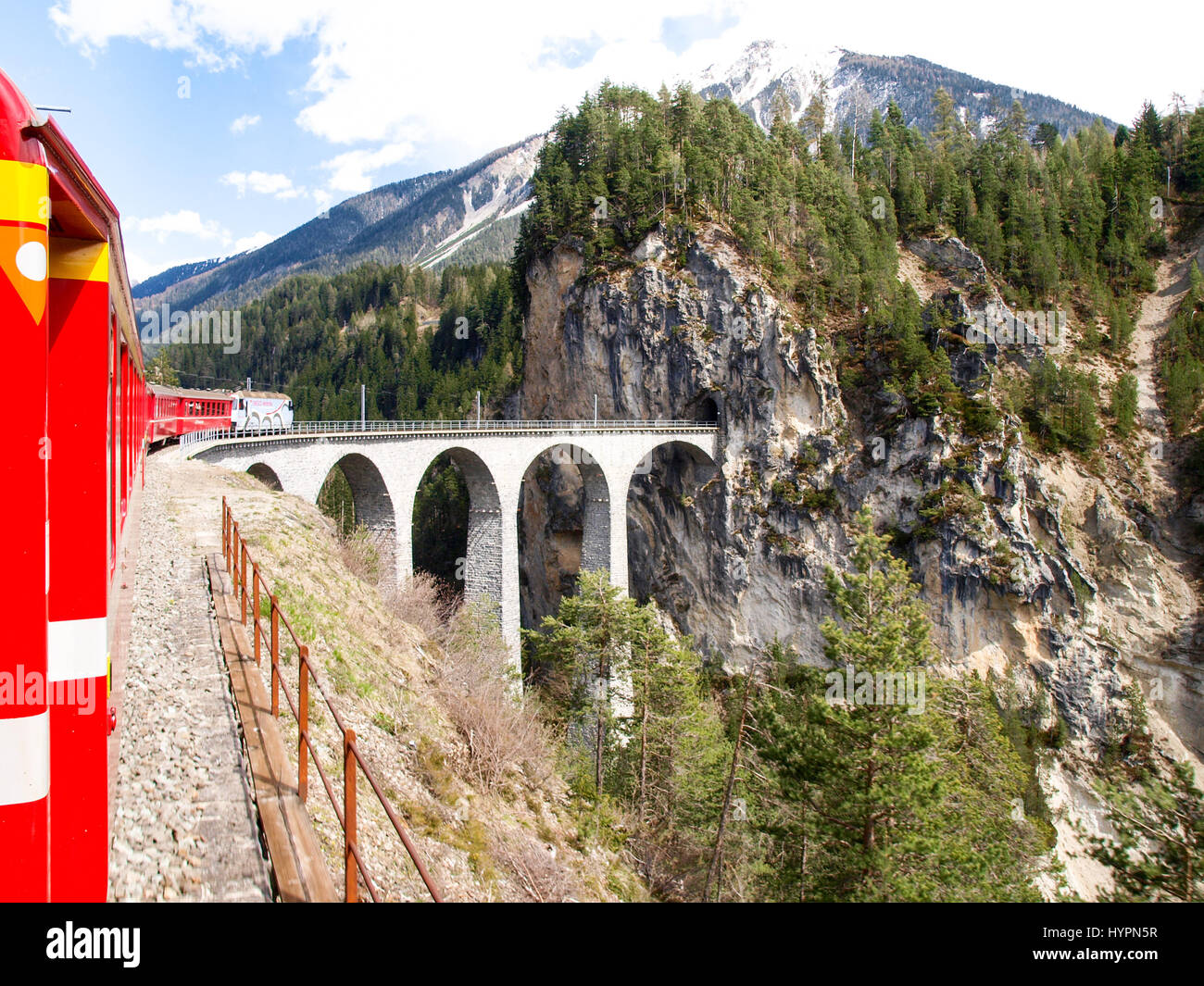 Filisur, Switzerland - April 27, 2016: The Landwasser Viaduct is a ...