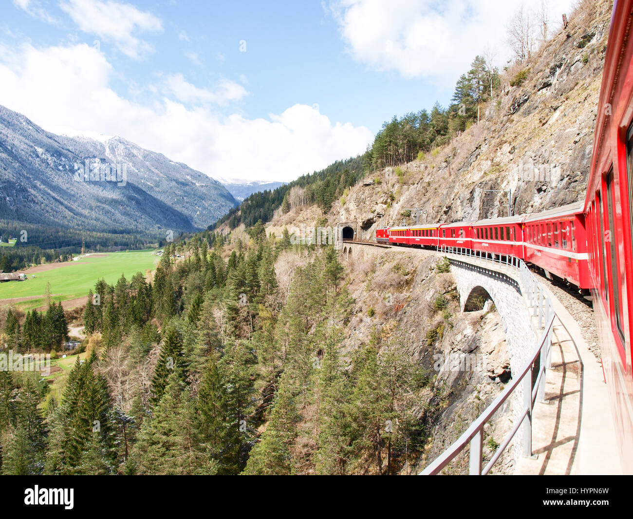 Filisur, Switzerland - April 27, 2016: The Landwasser Viaduct is a ...