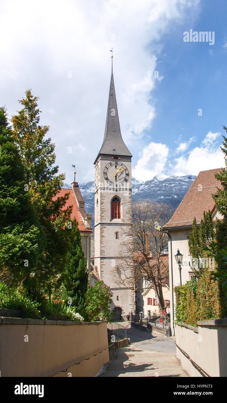 Chur, Switzerland - April 27, 2016: downtown is considered the oldest ...