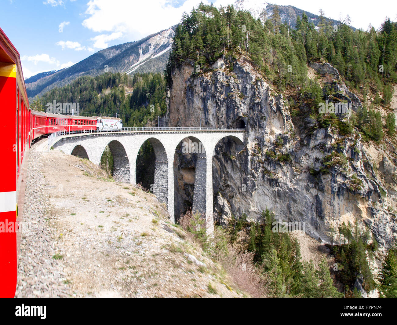 Filisur, Switzerland - April 27, 2016: The Landwasser Viaduct is a ...