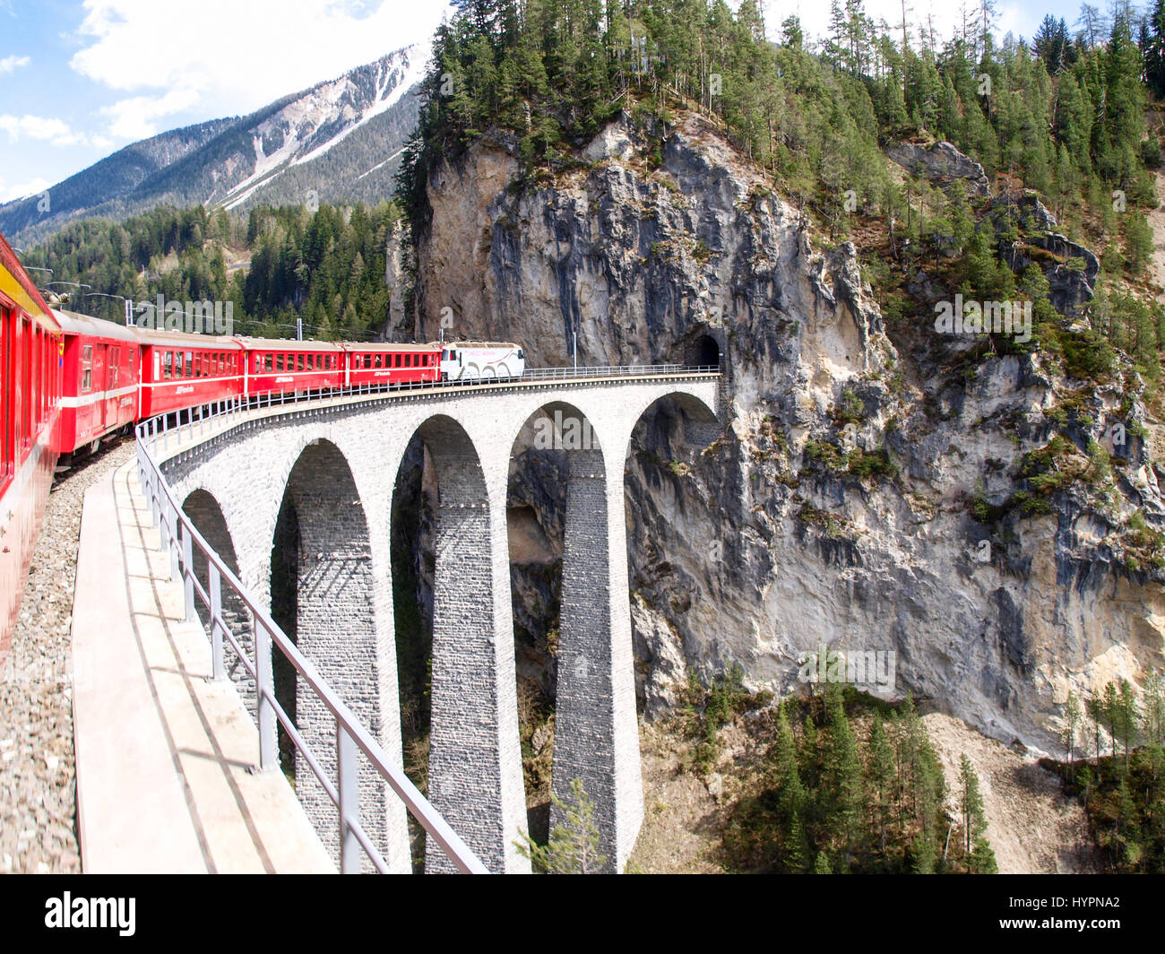 Filisur, Switzerland - April 27, 2016: The Landwasser Viaduct is a ...