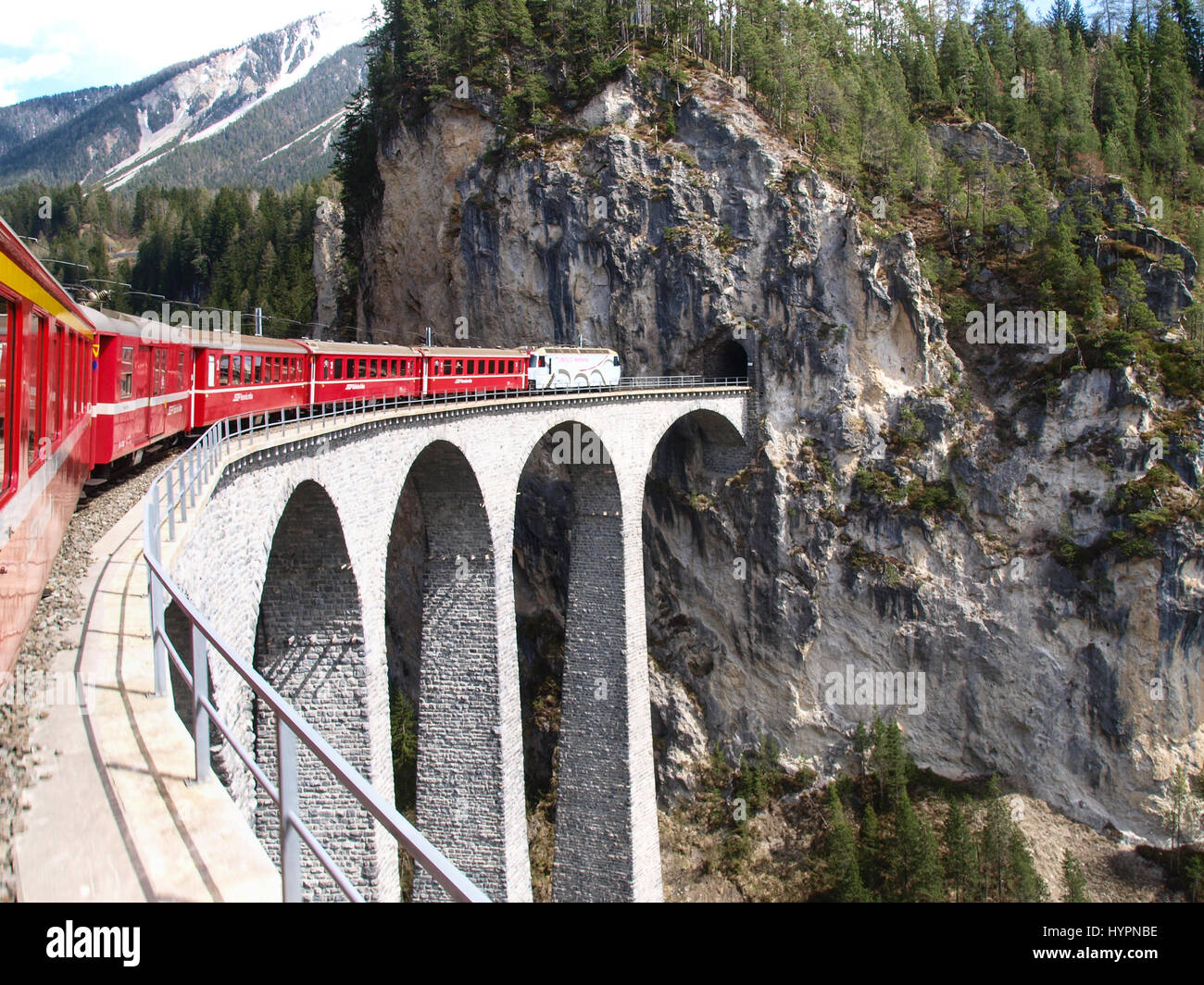 Filisur, Switzerland - April 27, 2016: The Landwasser Viaduct is a ...
