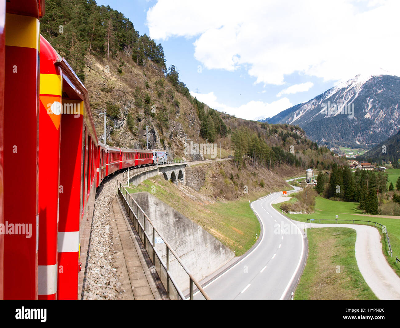 Filisur, Switzerland - April 27, 2016: The Landwasser Viaduct is a ...