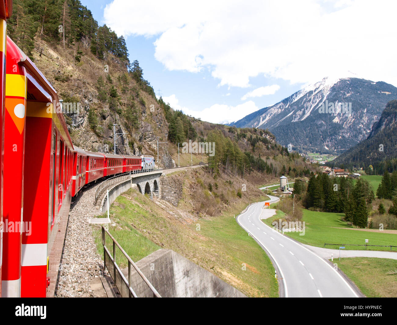 Filisur, Switzerland - April 27, 2016: The Landwasser Viaduct is a ...