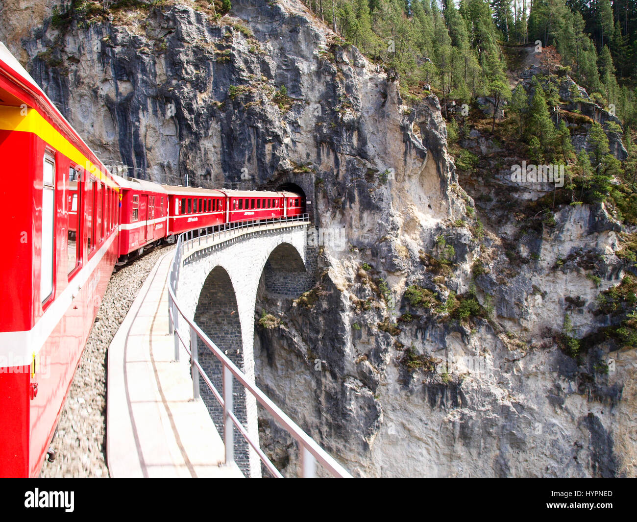 Filisur, Switzerland - April 27, 2016: The Landwasser Viaduct is a ...