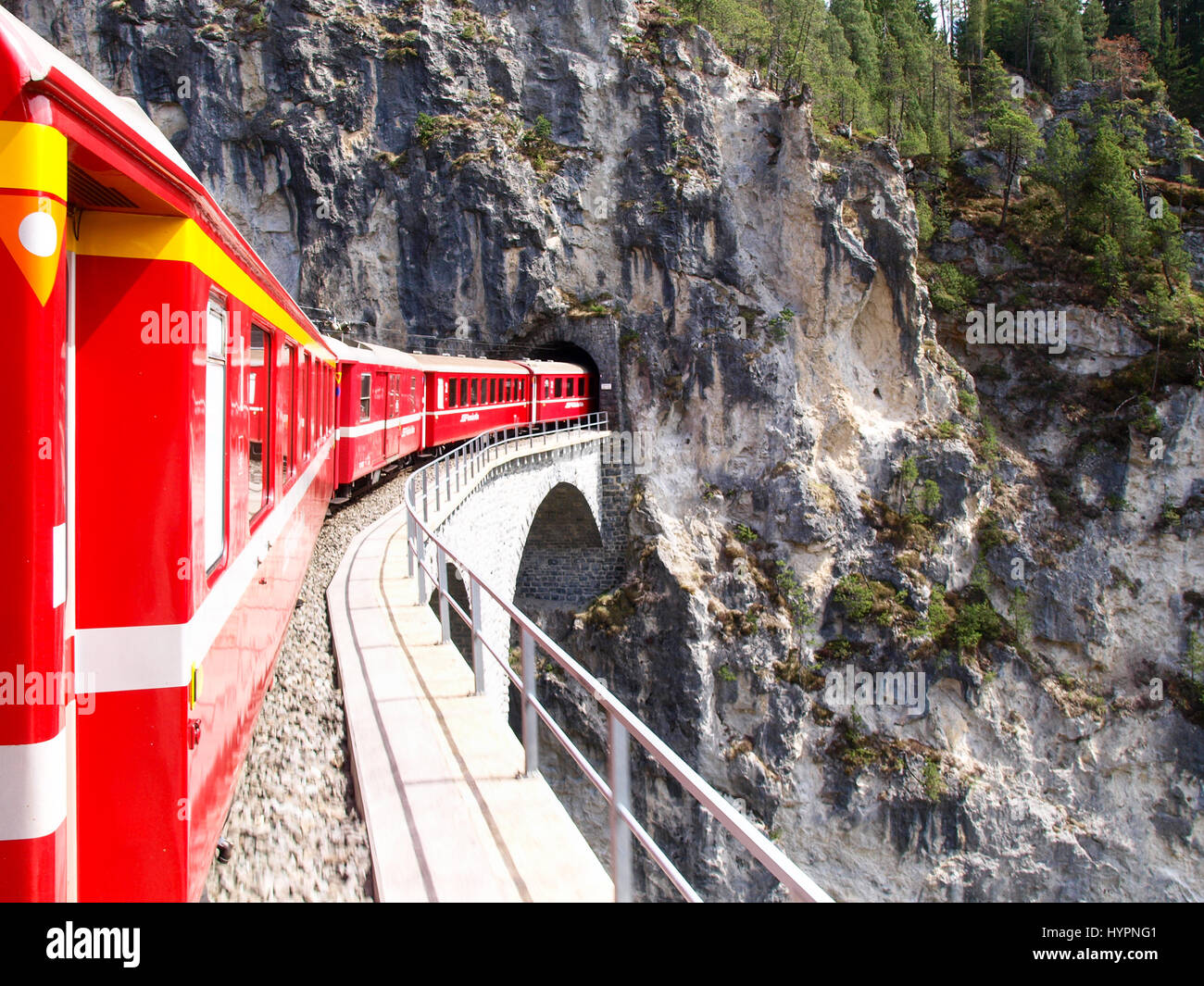 Filisur, Switzerland - April 27, 2016: The Landwasser Viaduct is a ...