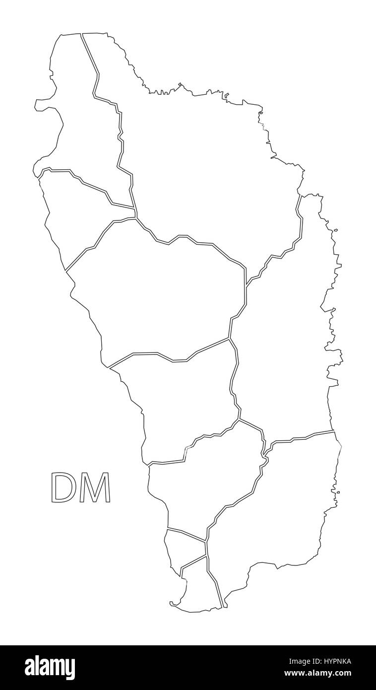 Dominica outline silhouette map illustration with parishes Stock Vector ...