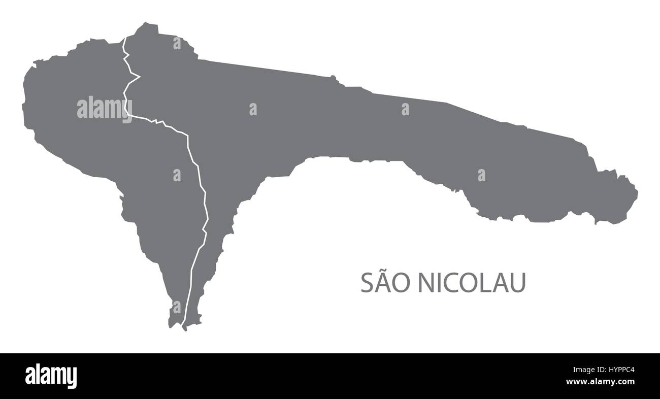 Sao Nicolau Cape Verde municipality map grey illustration silhouette ...