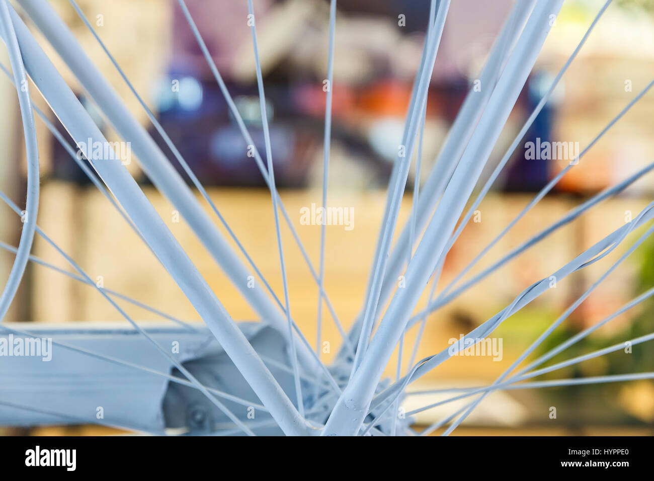 Bicycle painted white standing on the street Stock Photo - Alamy
