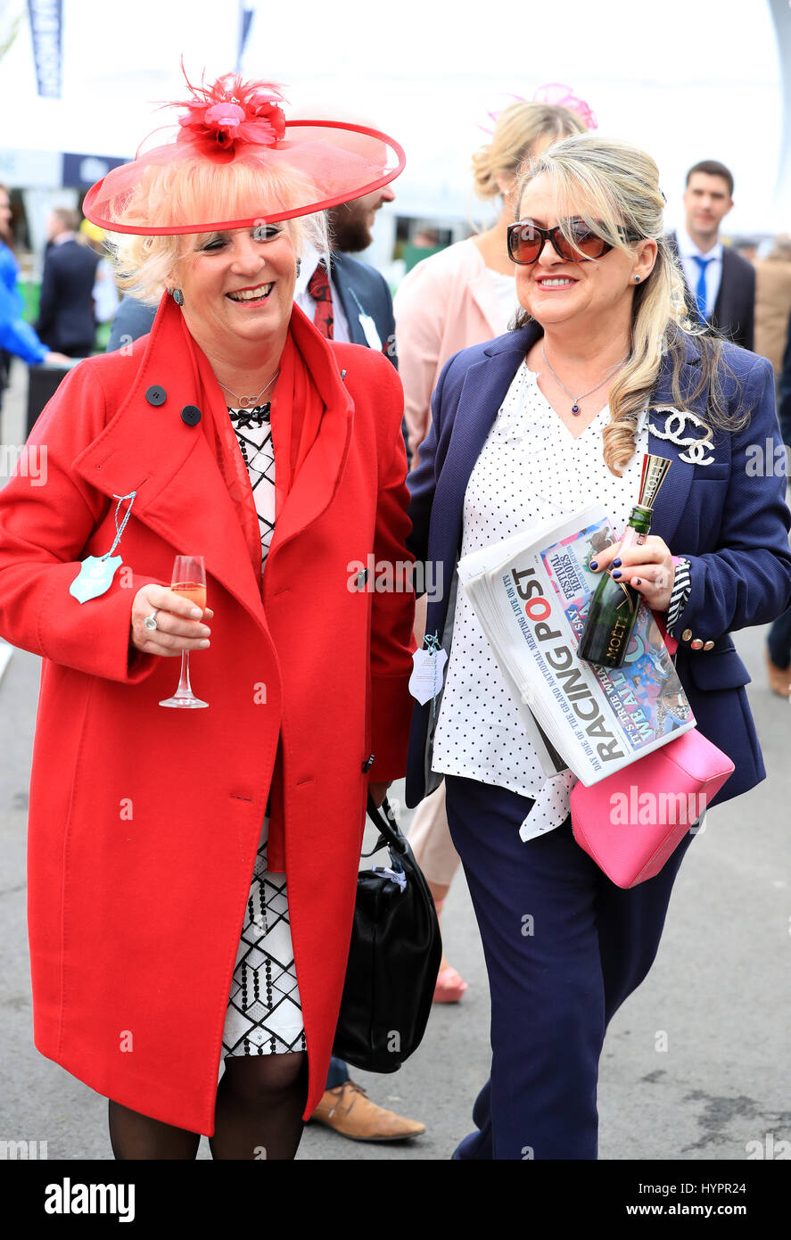 Female racegoers arrive during day one of the Randox Health Grand ...
