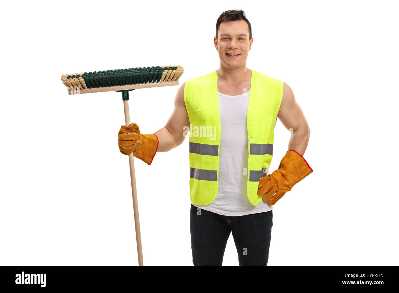 Person holding a broom hi-res stock photography and images - Alamy