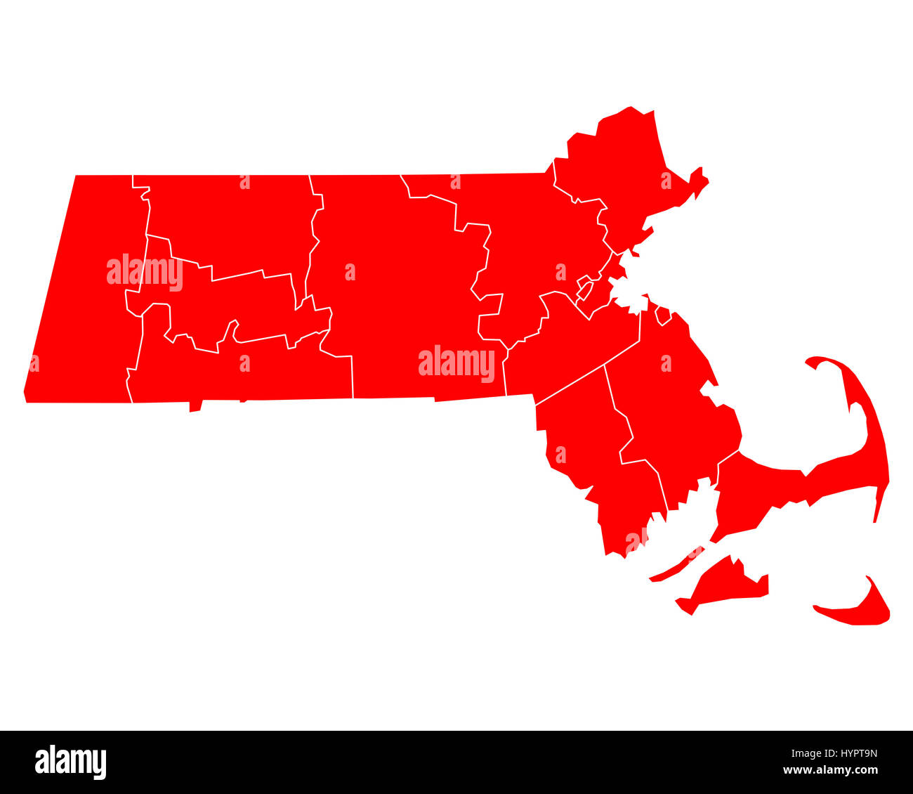 Map of Massachusetts Stock Photo - Alamy