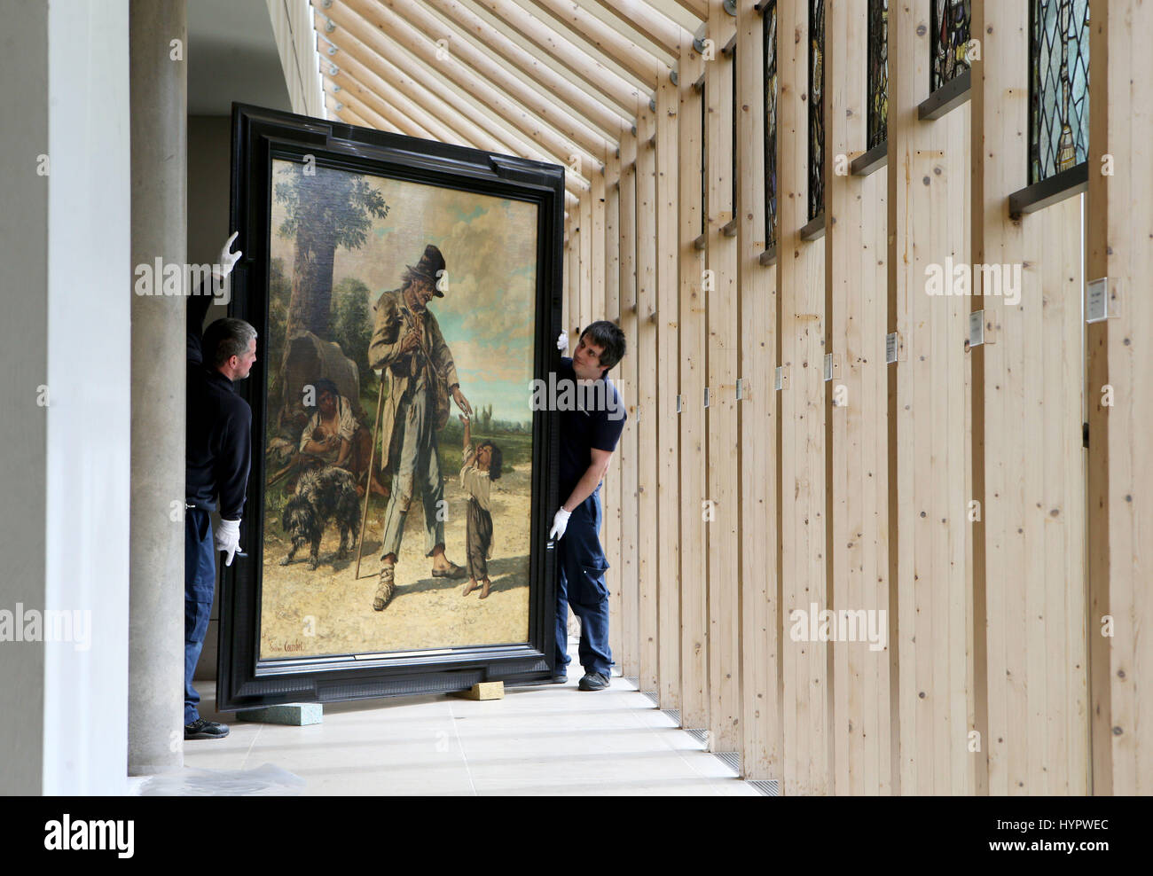 Art technicians Andy Cavanagh (left) and Paul McCall help to move 'The ...