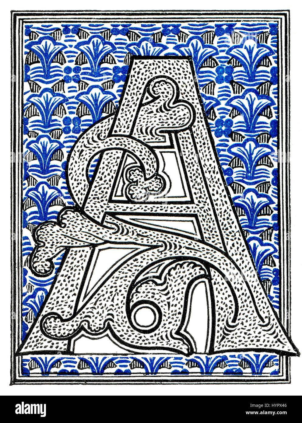 Decorated letters, Initials from the 11th century Stock Photo - Alamy