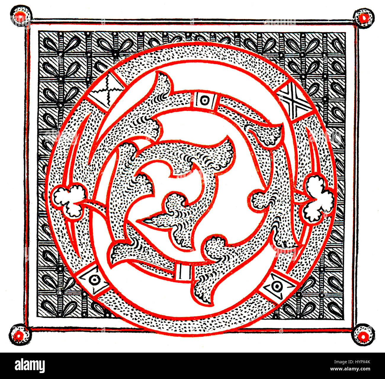 Decorated letters, Initials from the 11th century Stock Photo - Alamy