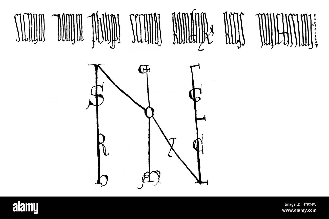 Facsimile, sign of Philip of Swabia, 1177-1208, King of Germany Stock ...