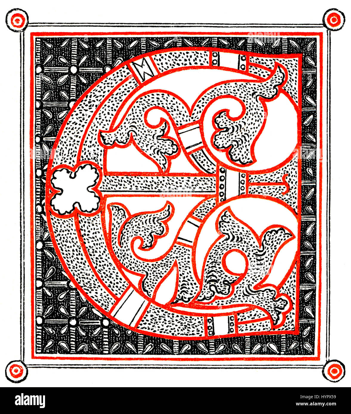 Decorated letters, Initials from the 11th century Stock Photo - Alamy