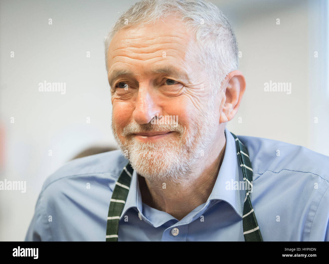Labour leader Jeremy Corbyn during a cooking session as he visits a ...