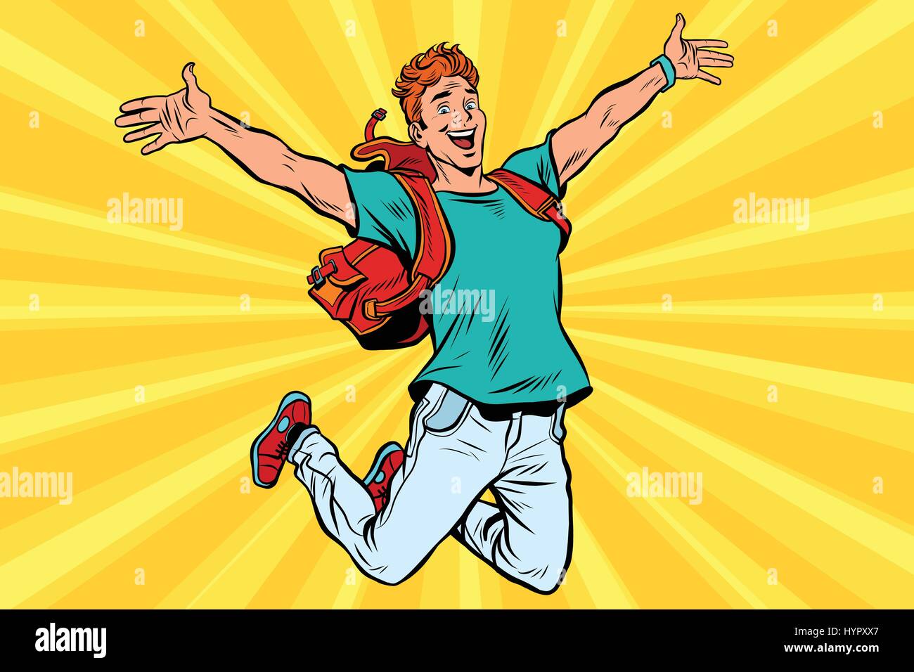 Happy young man jump Stock Vector Images - Alamy