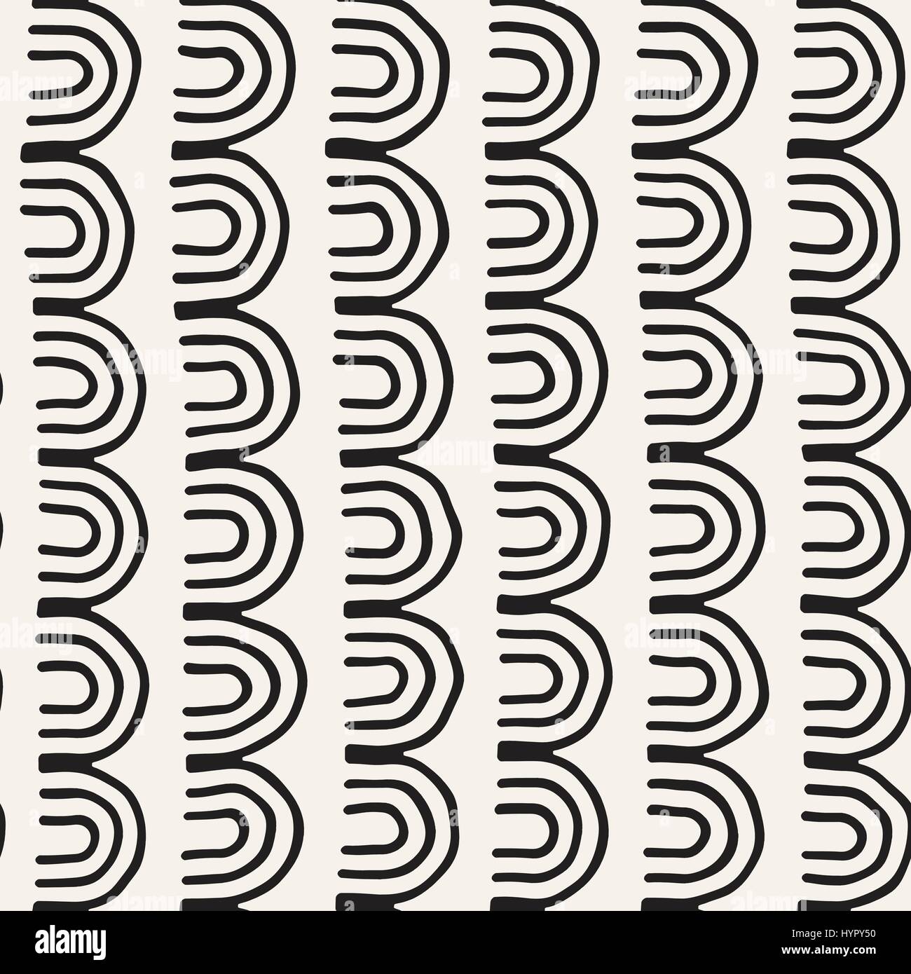 Monochrome minimalistic tribal seamless pattern with arc lines. Vector ...