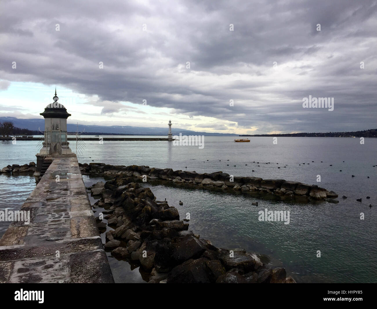 Lighthouse on Lake Geneva Switzerland Stock Photo - Alamy
