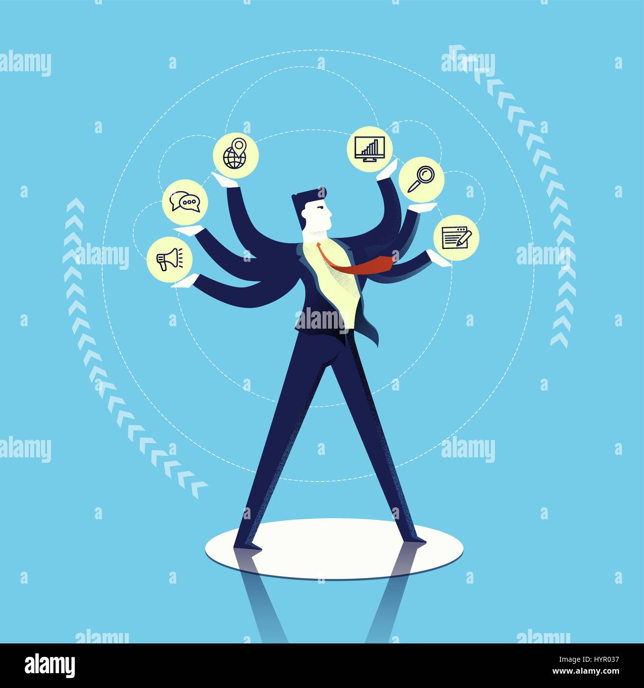 Business multitask concept illustration, executive man juggling ...
