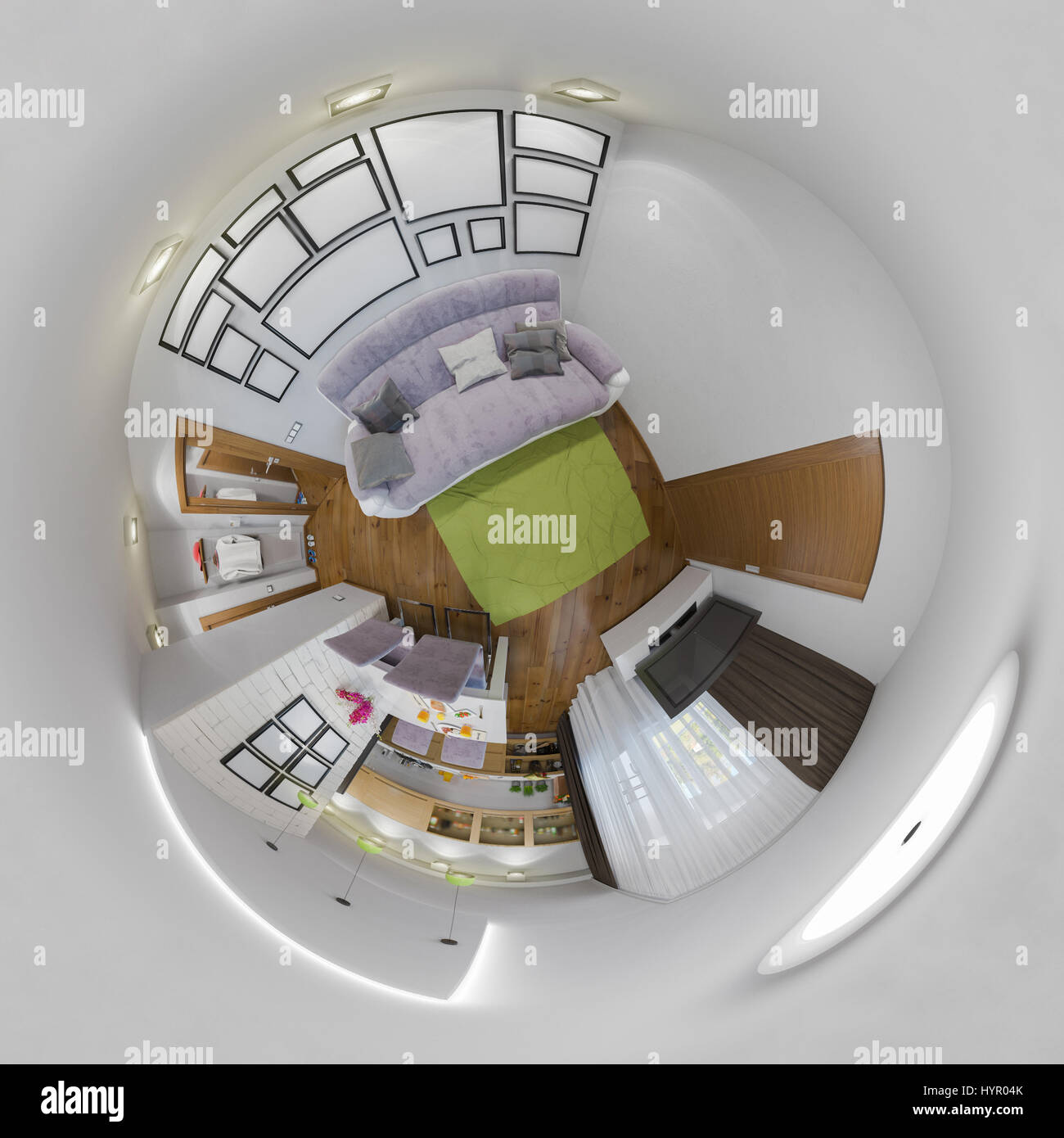 3d render 360 panorama living hi-res stock photography and images - Alamy