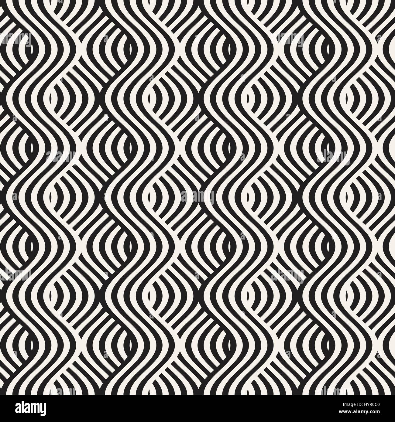 Abstract geometric pattern with wavy lines. Interlacing rounded stripes ...