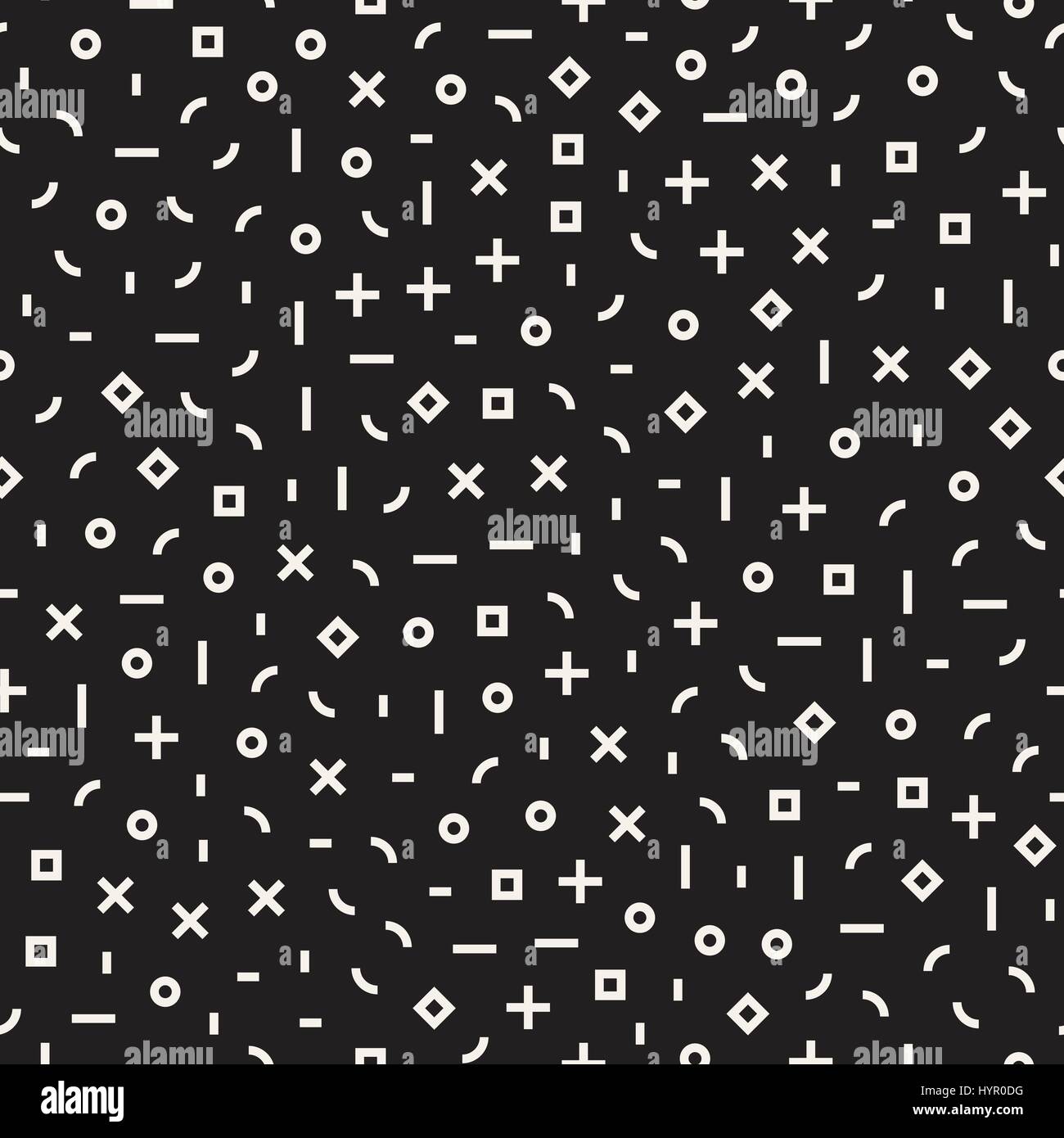 Retro geometric line shapes seamless patterns. Abstract jumble textures ...