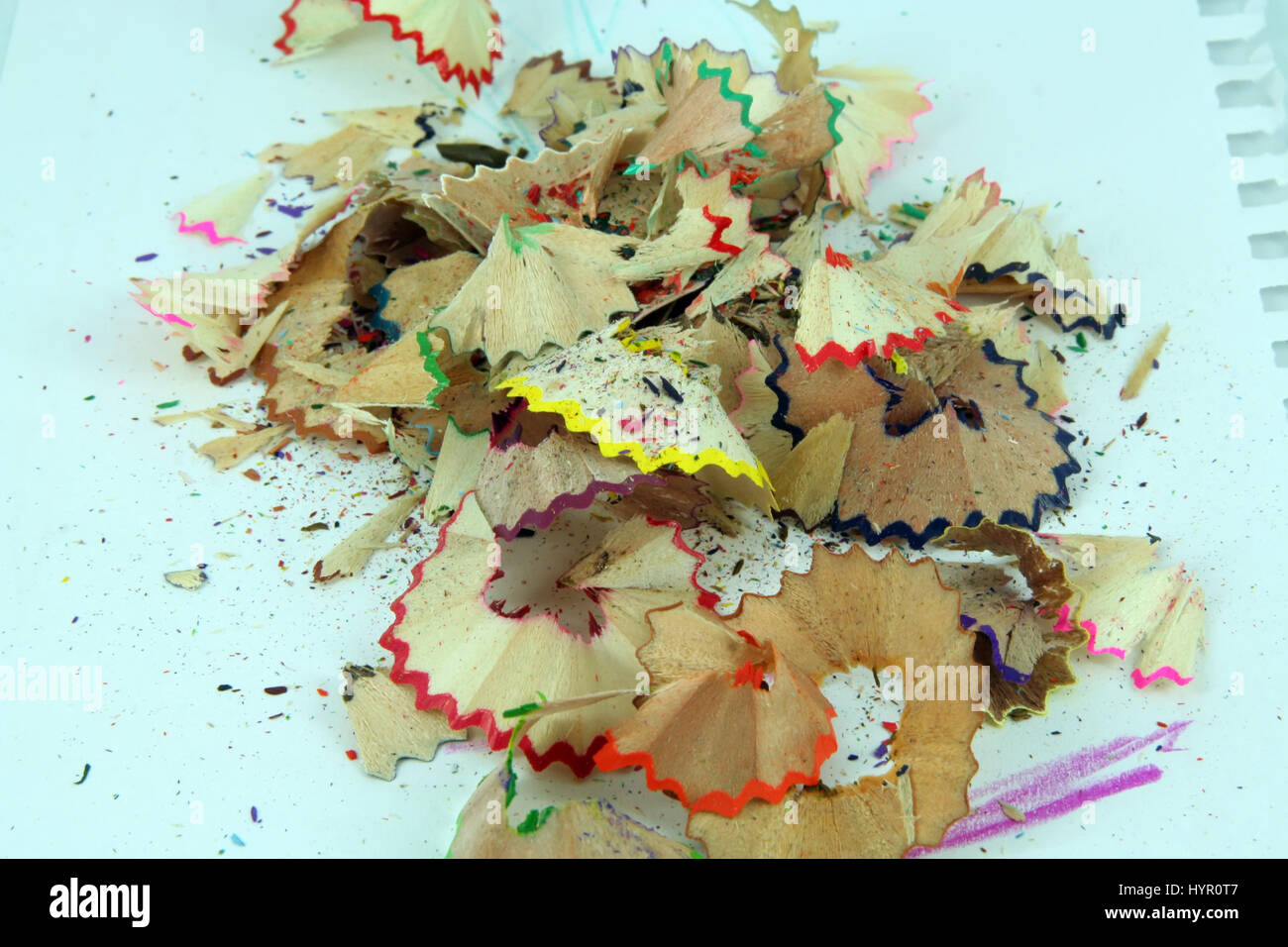 Crayon saw dust. Color pencil sawdust Stock Photo - Alamy