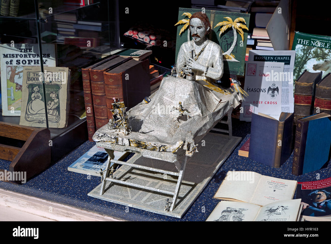 A model of Robert Louis Stevenson made from the pages of a book in the ...