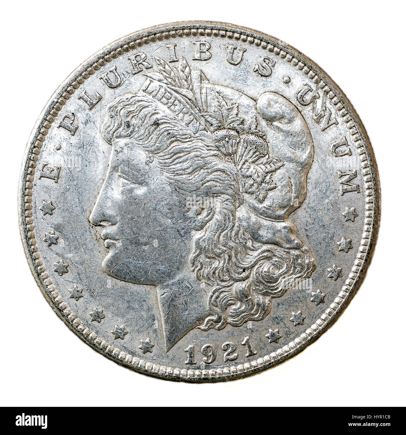 1921 Morgan Dollar coin, obverse Stock Photo - Alamy