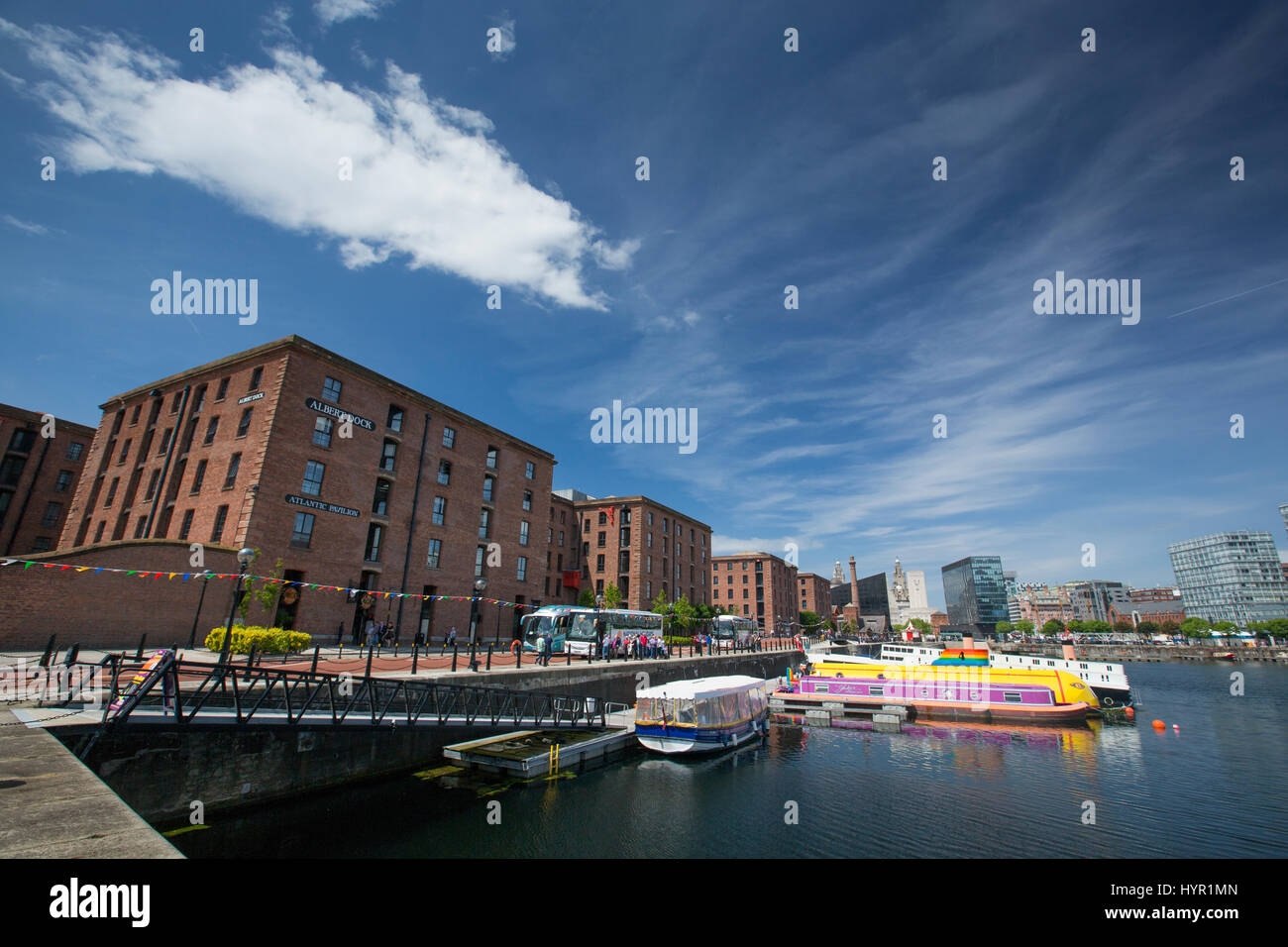 Daytime view of Albert Dock in the cultural quarter of Liverpool. Taken ...