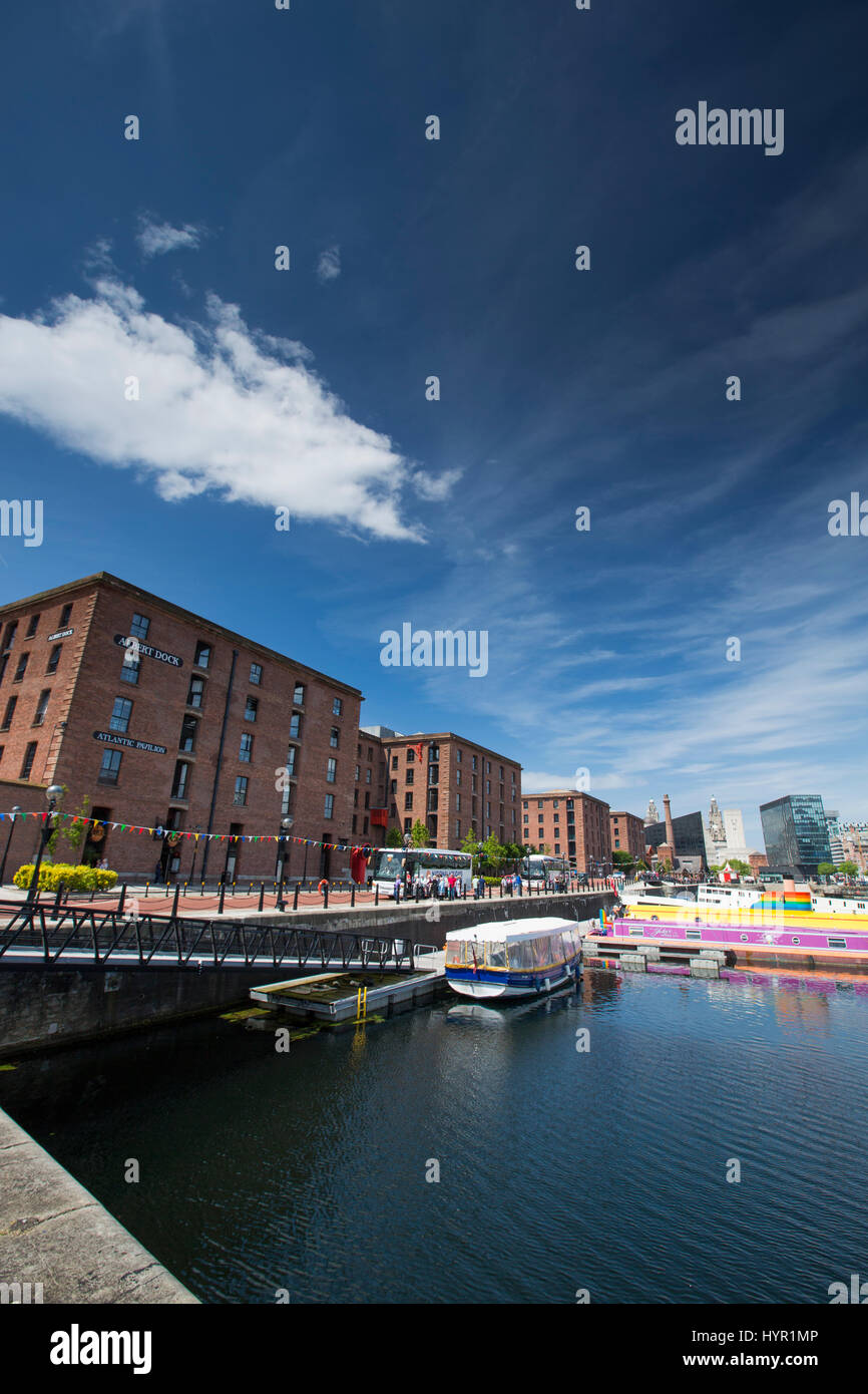 Daytime view of Albert Dock in the cultural quarter of Liverpool. Taken ...
