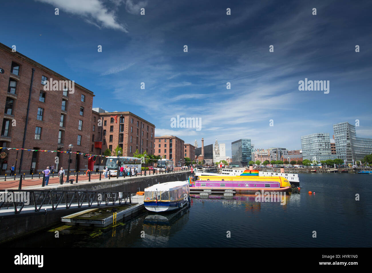 Daytime view of Albert Dock in the cultural quarter of Liverpool. Taken ...