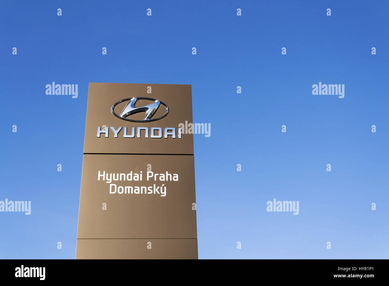 PRAGUE, CZECH REPUBLIC - MARCH 31: Hyundai company logo on Czech ...