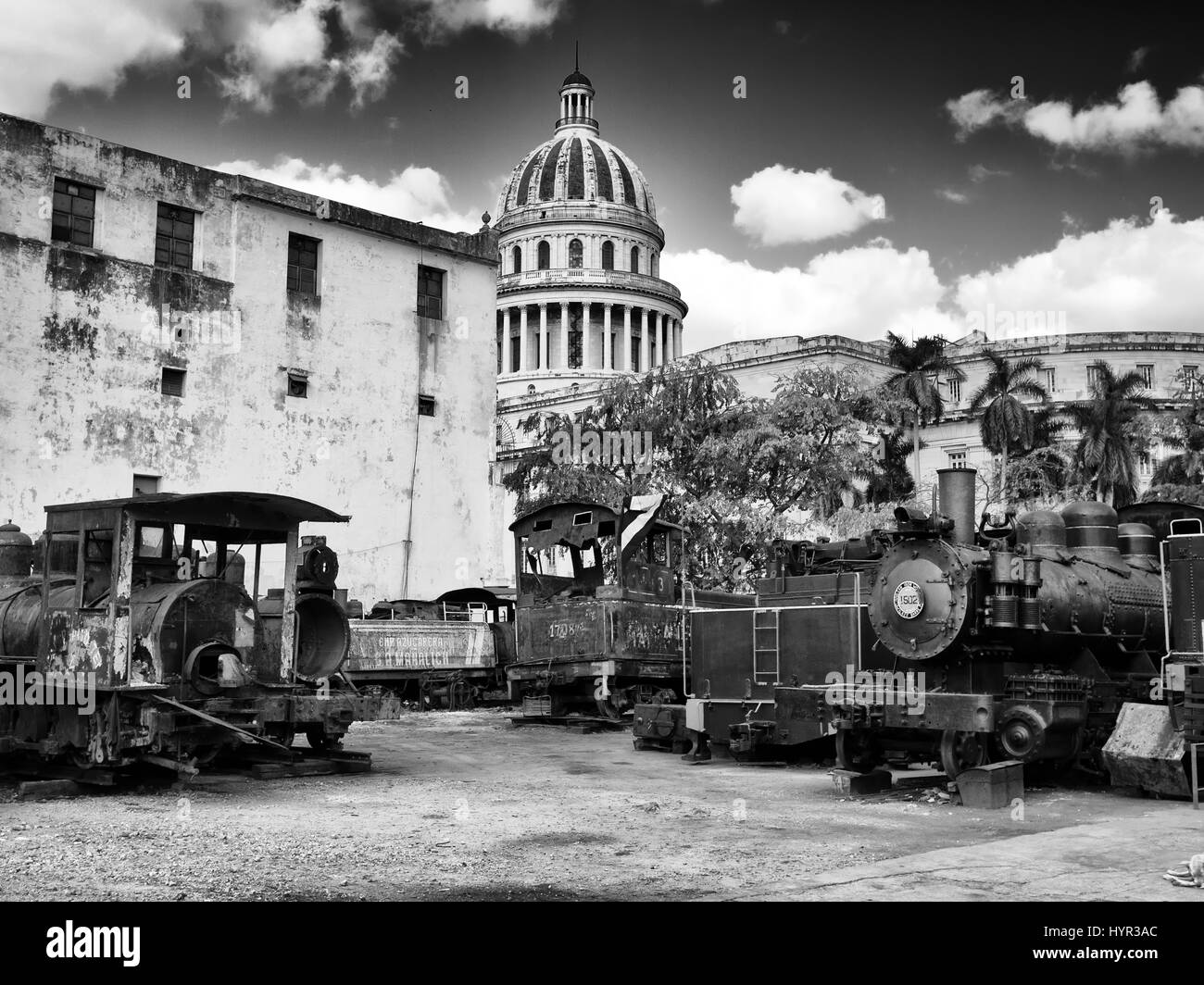 Capitol and train museum in Havana, Cuba Stock Photo - Alamy