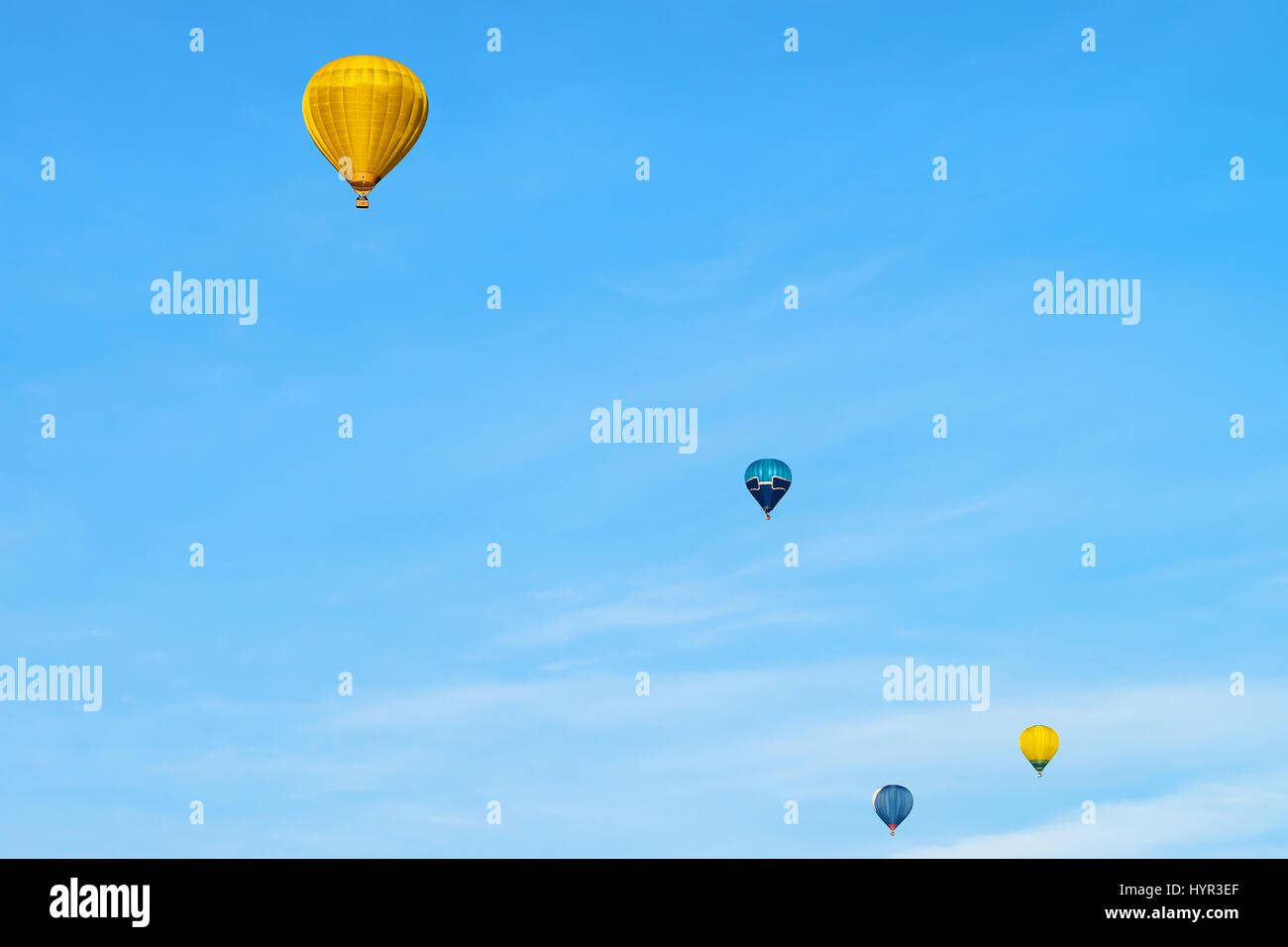 Colorful Air balloons flying high in the sky, Vilnius, Lithuania Stock ...
