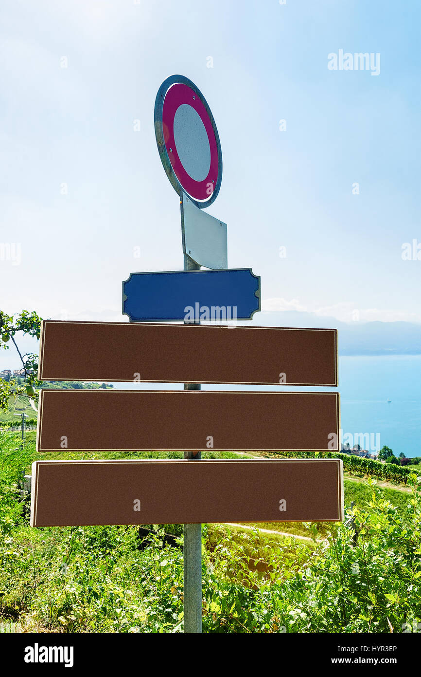 Direction plates without names at Vineyard Terraces hiking trail of ...