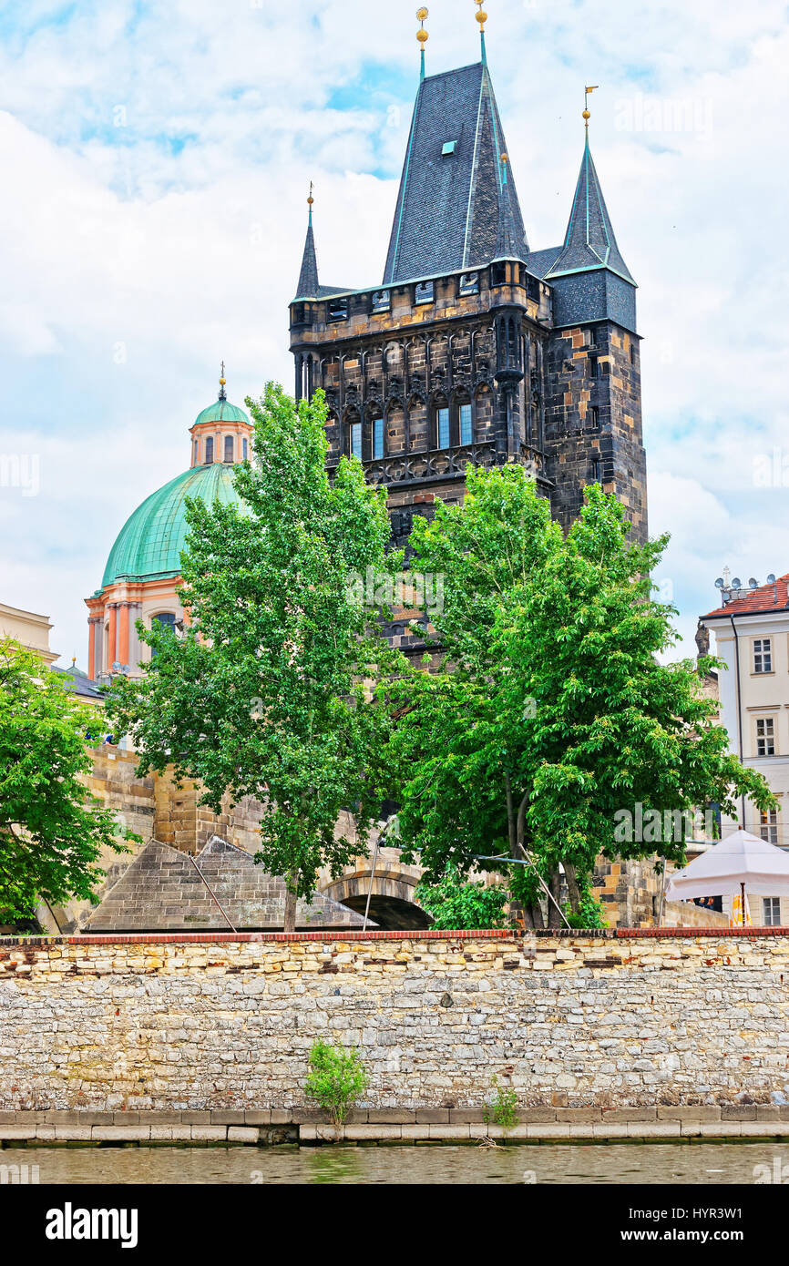 Powder Gate gothic tower in the old town of Prague, Czech Republic Stock Photo - Alamy