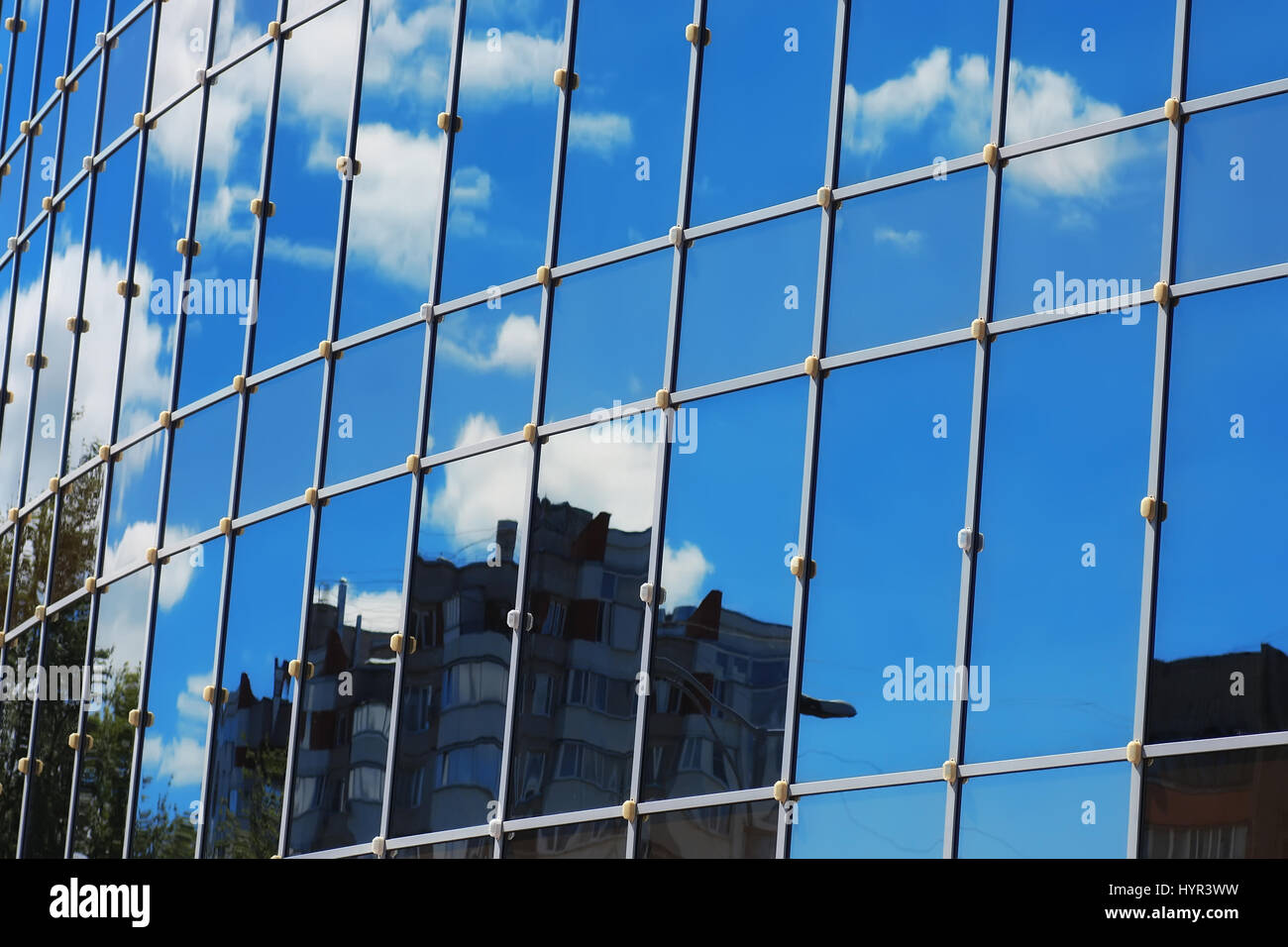 glass office building reflection sky cloud Stock Photo - Alamy