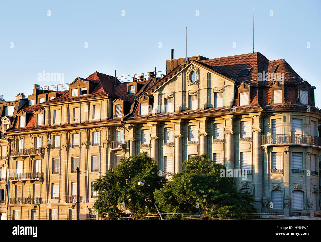 Old building in Le Flon district in Lausanne, Switzerland Stock Photo ...
