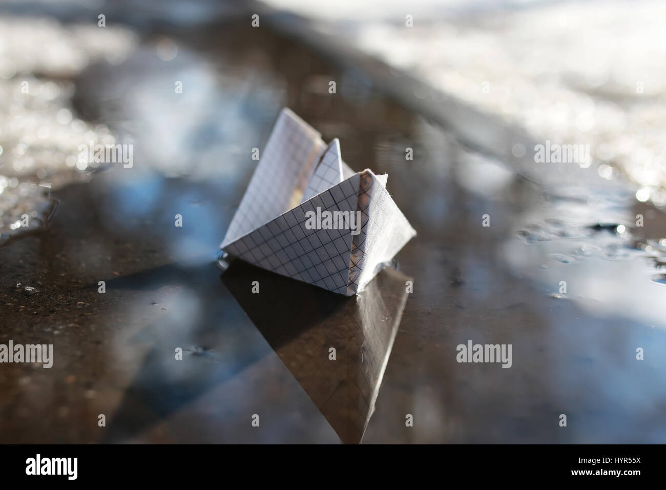 paper boat in a pool Stock Photo - Alamy