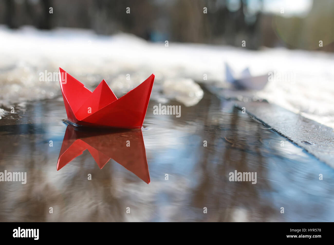 paper boat in a pool Stock Photo - Alamy