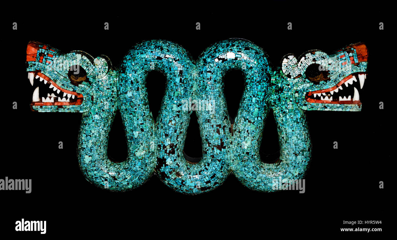 Pectoral, in the form of a double-headed serpent. Covered with mosaics ...