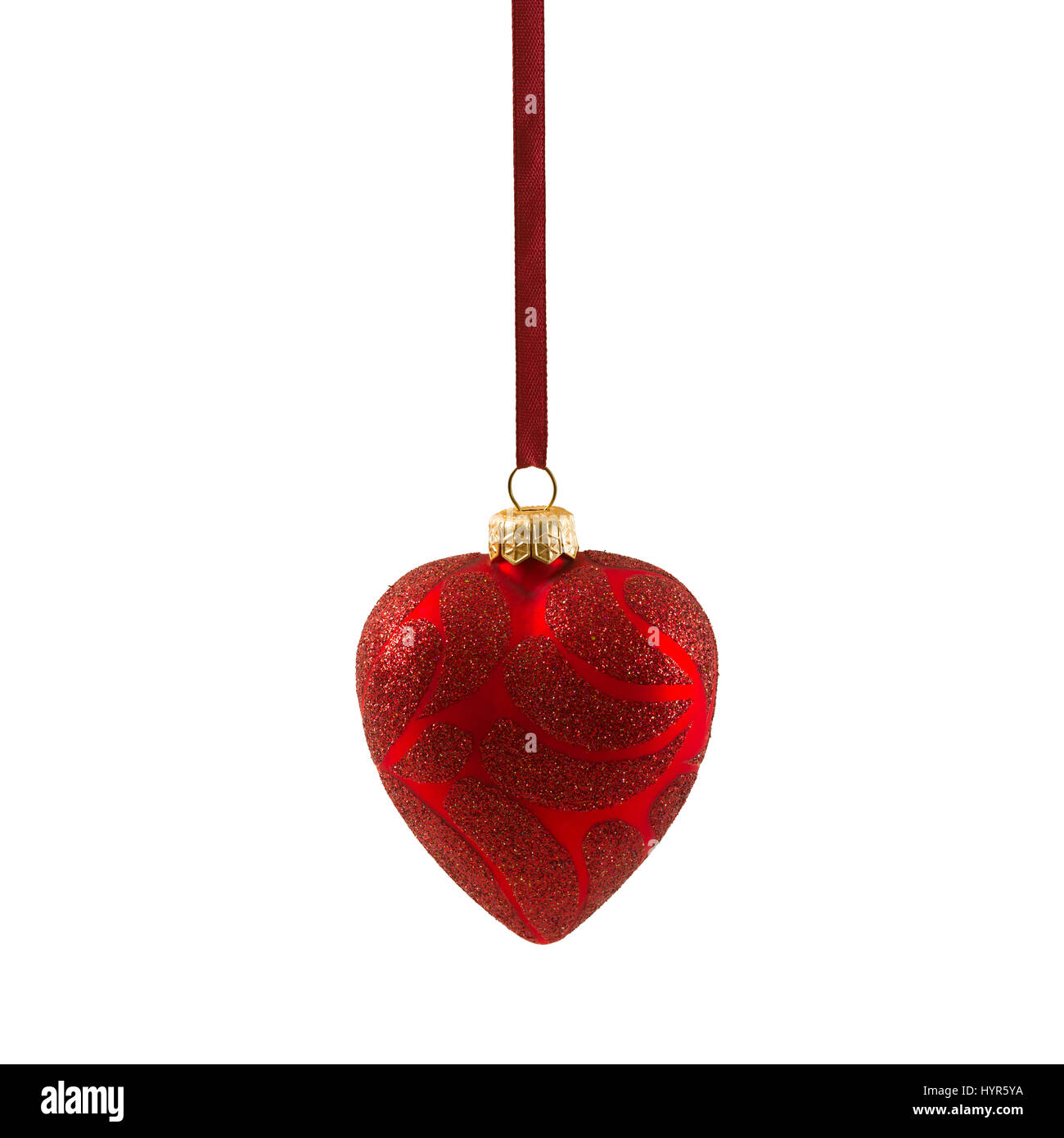 Red Christmas heart isolated on white background New Year Stock Photo ...