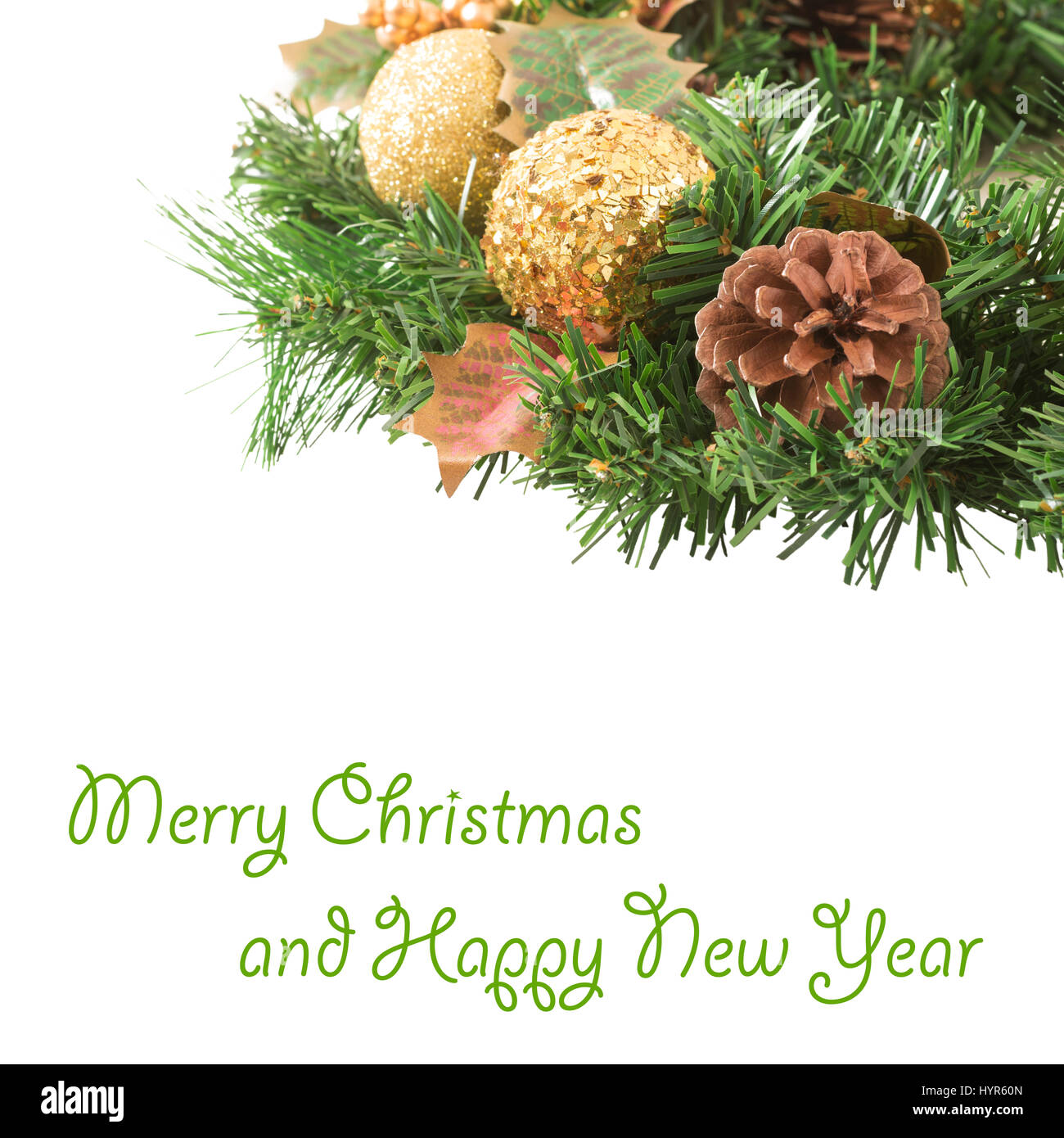 Christmas wreath on white background New Year Stock Photo - Alamy