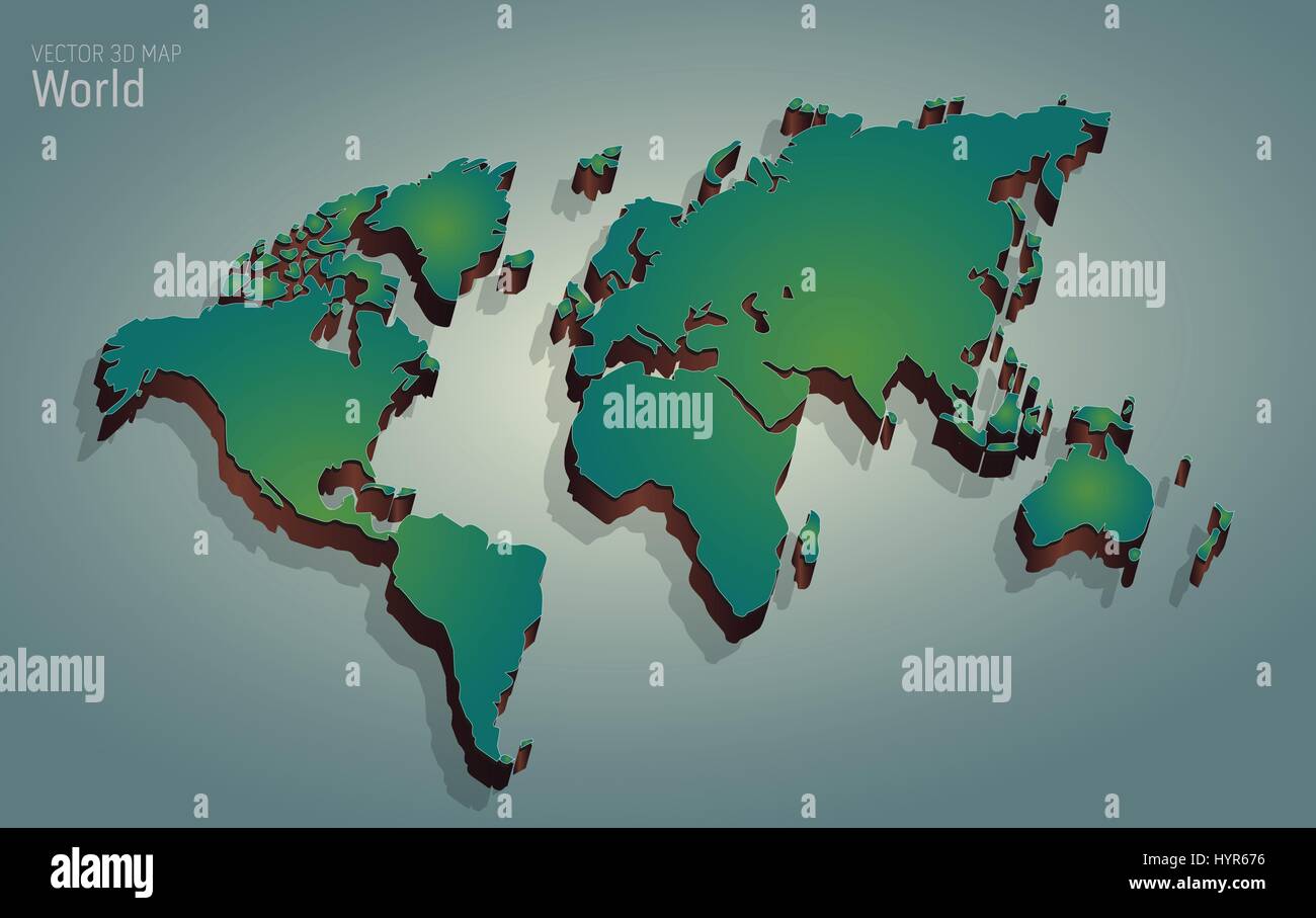 vector 3d map illustration of WORLD Stock Vector Image & Art - Alamy