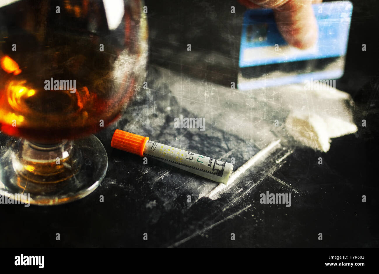 scratch photo concept addiction cocaine alcohol glass drug Stock Photo ...
